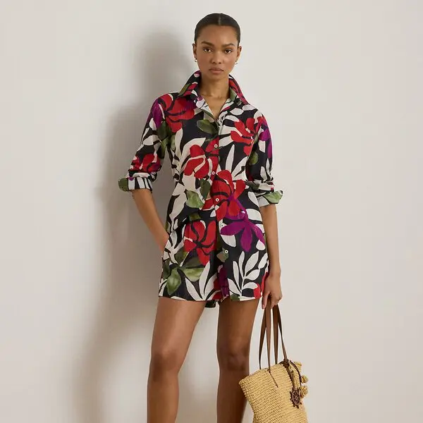 Ralph Lauren Floral Cotton Shirt And Short Cover-up Set - Multi