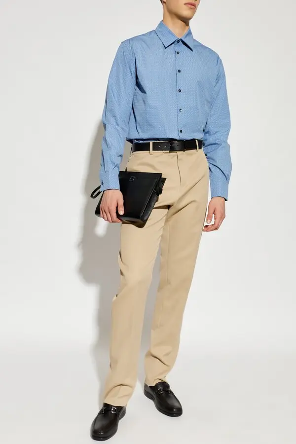 FERRAGAMO Shirt With Monogram - Blue
