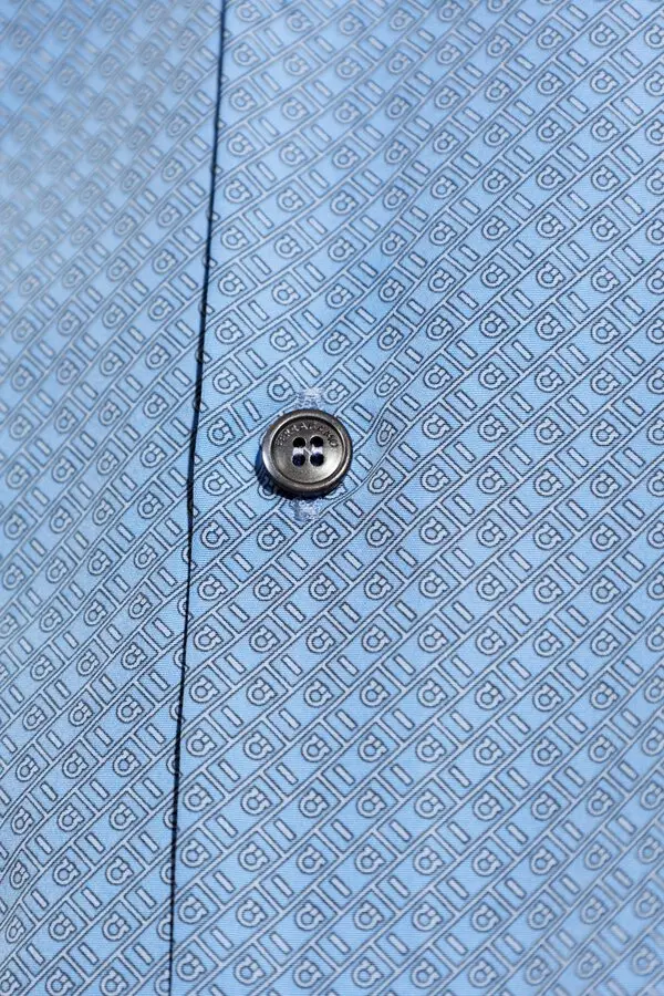 FERRAGAMO Shirt With Monogram - Blue