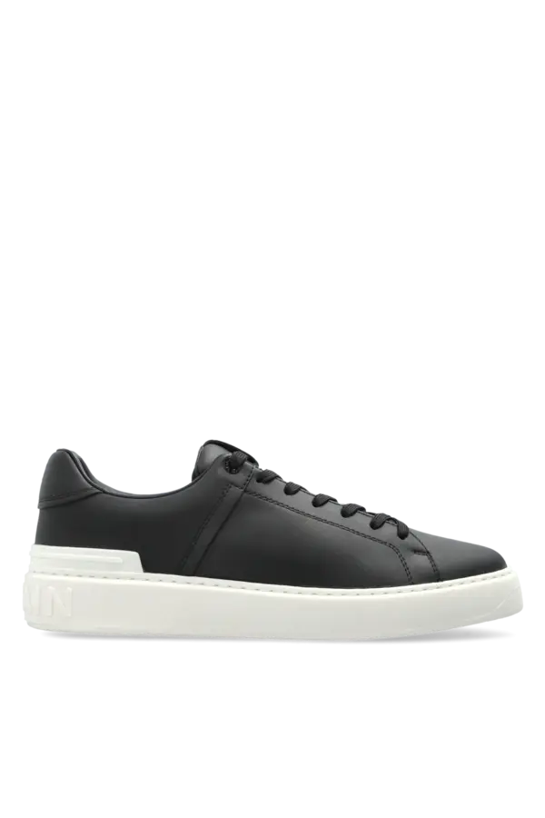 Balmain Leather Low Top Sneakers - Black