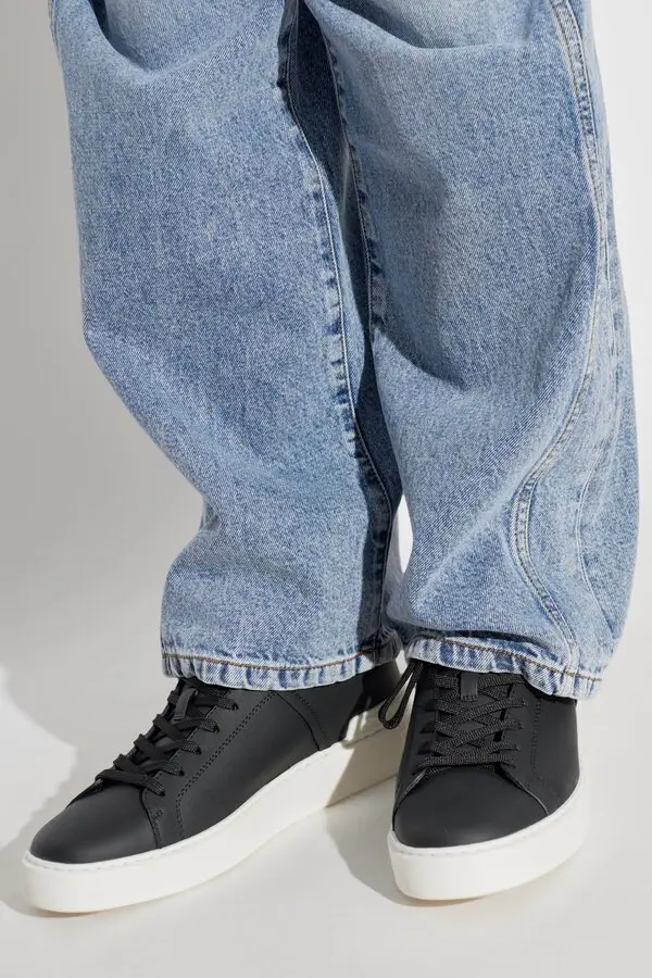 Balmain Leather Low Top Sneakers - Black