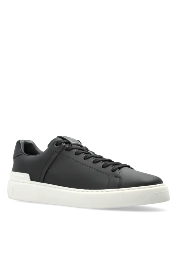 Balmain Leather Low Top Sneakers - Black