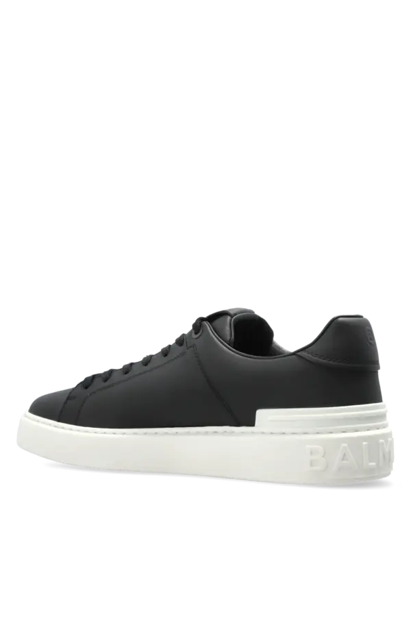 Balmain Leather Low Top Sneakers - Black