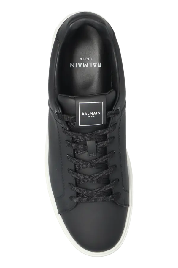 Balmain Leather Low Top Sneakers - Black