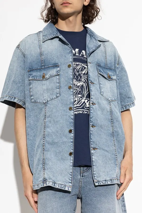Balmain Short-sleeve Denim Shirt