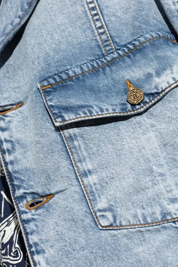 Balmain Short-sleeve Denim Shirt