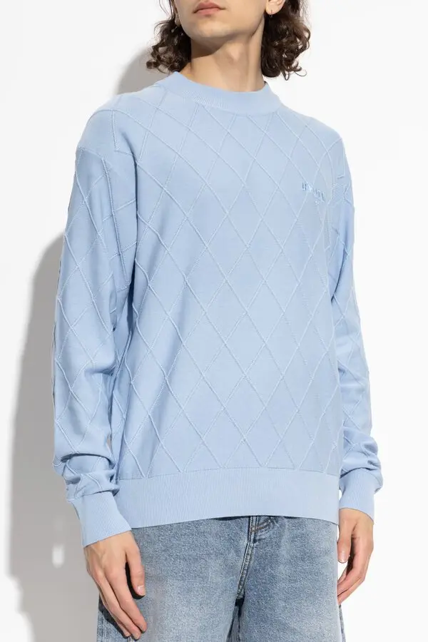 Balmain Sweater With Embroidered Logo And Argyle Pattern