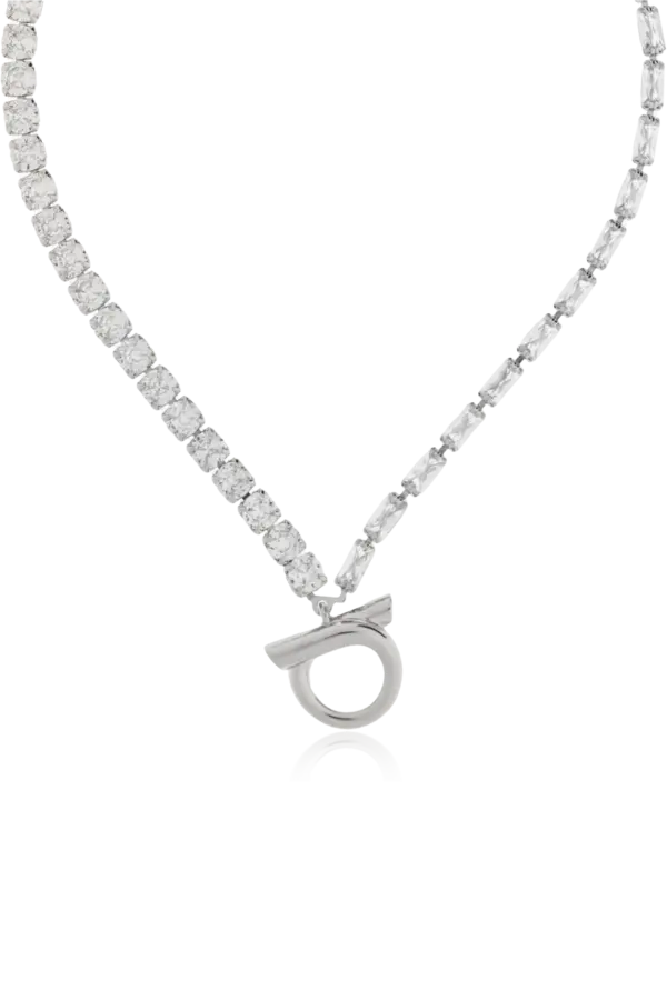 FERRAGAMO Crystal Tennis Bracelet With T-bar Clasp