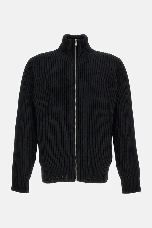 MAISON MARGIELA Ribbed Wool-blend Zip-up Sweater - Black