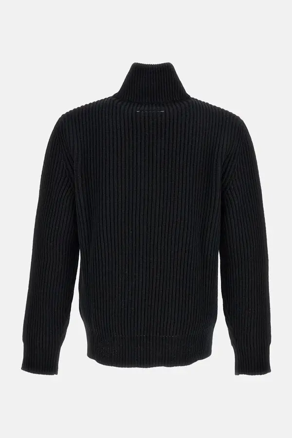 MAISON MARGIELA Ribbed Wool-blend Zip-up Sweater - Black