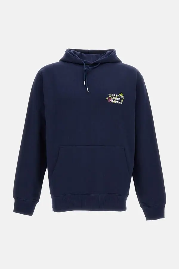 Drole De Monsieur Hooded Sweatshirt With Floral Slogan Embroidery