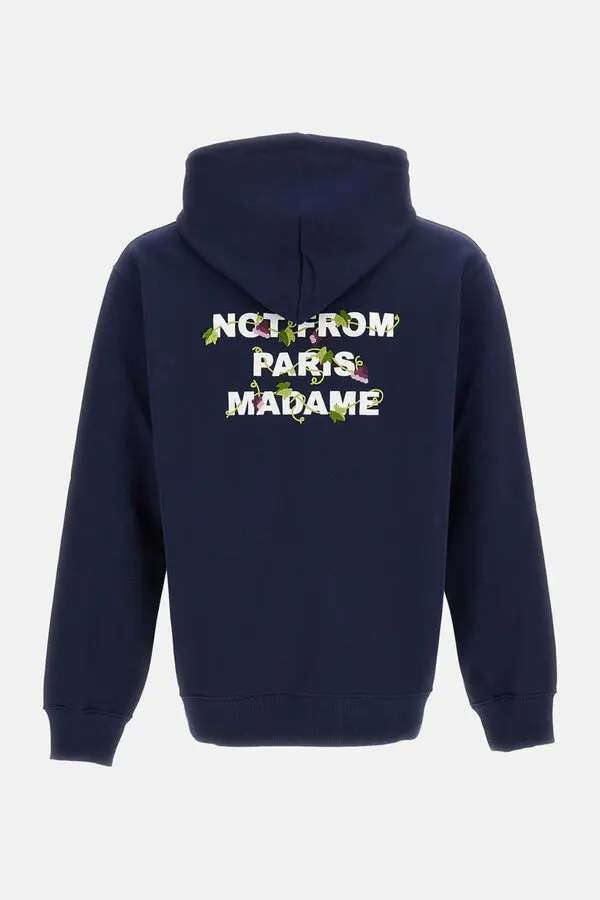 Drole De Monsieur Hooded Sweatshirt With Floral Slogan Embroidery