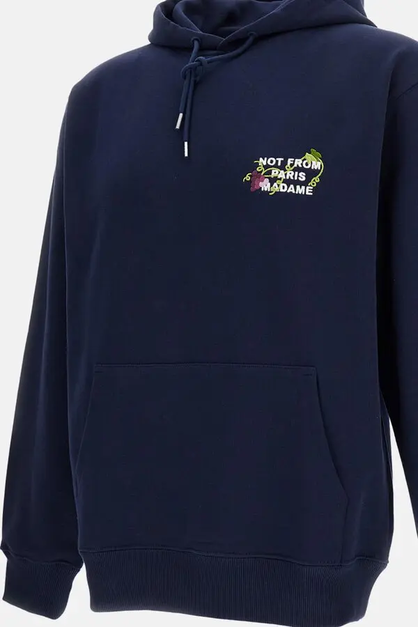 Drole De Monsieur Hooded Sweatshirt With Floral Slogan Embroidery