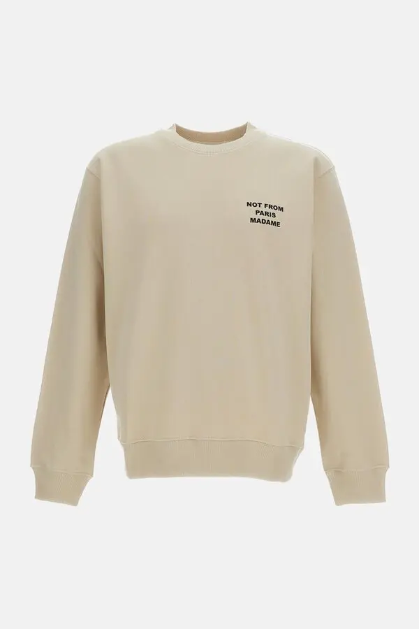 Drole De Monsieur Slogan Crew-neck Sweatshirt - Beige