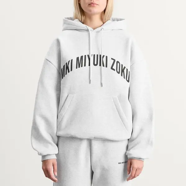 MKI MIYUKI ZOKU Arch Hoodie - Light Grey/deep Navy