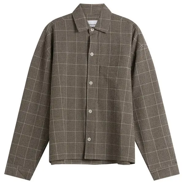 MKI MIYUKI ZOKU Seersucker Check Box Dress Shirt - Brown