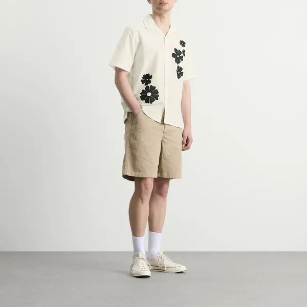 WAX LONDON Didcot Applique Flowers Vacation Shirt - Ecru/black