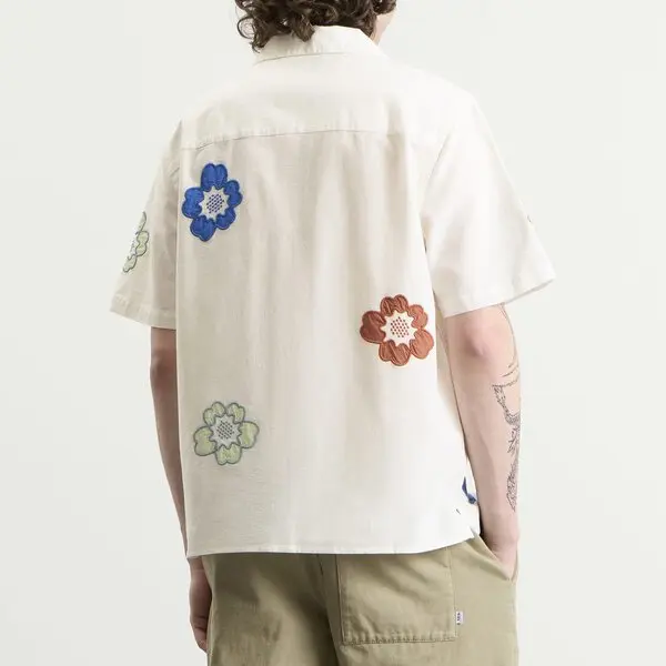 WAX LONDON Didcot Applique Floral Vacation Shirt - Ecru/multi