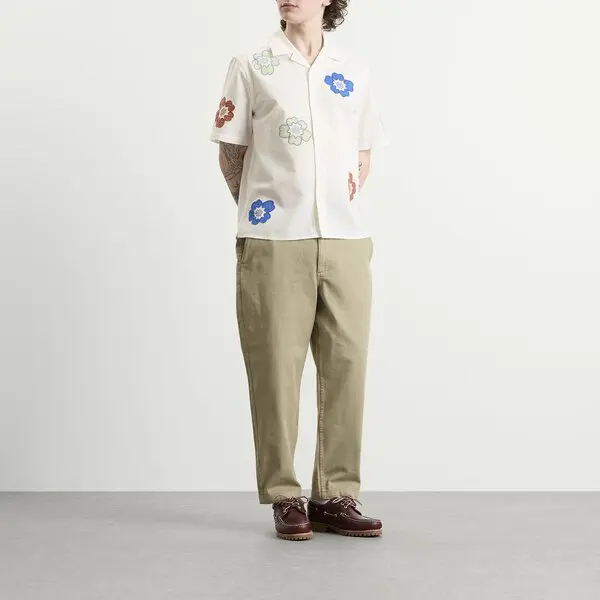 WAX LONDON Didcot Applique Floral Vacation Shirt - Ecru/multi