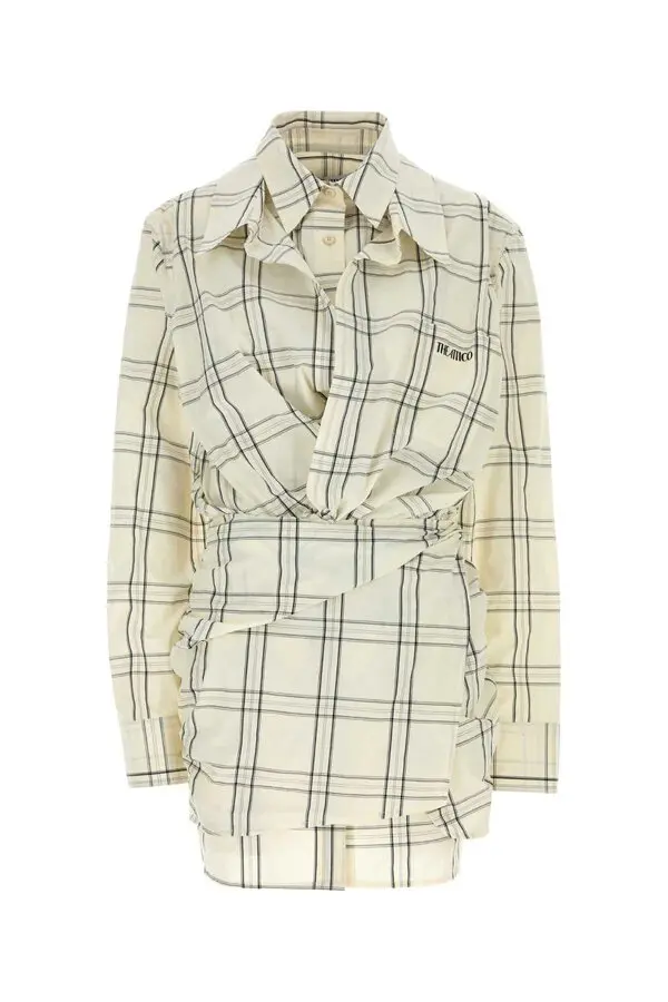 Attico Embroidered Cotton Mini Shirt Dress - Multicolor
