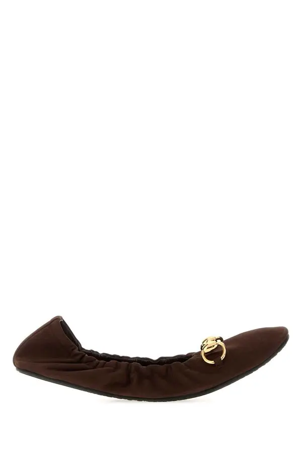 Gucci Dark Suede Prima Ballerinas With Horsebit Detail - Brown