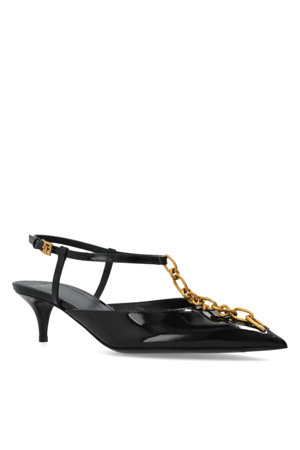 Balmain Sync Heeled Shoes With Gold Chain Detail - Black