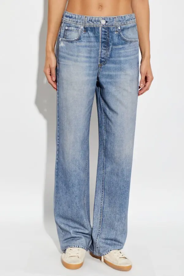 Rag & Bone Effect Wide Leg Trousers - Blue