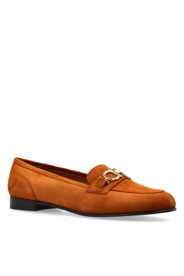 FERRAGAMO Bax" Suede Loafers With Gancini Embellishment