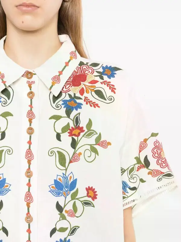 Farm Rio Floral Print Short Sleeve Shirt