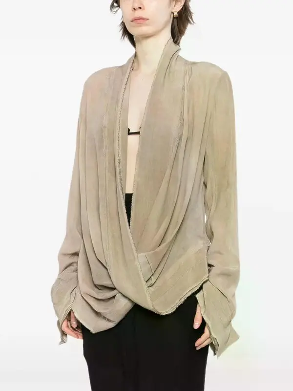 YEHUAFAN Silk Long Sleeve Shirt