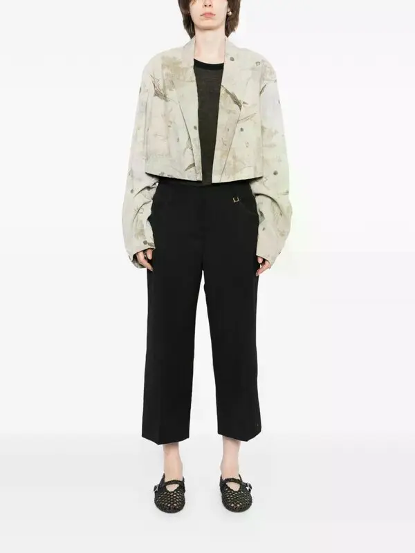 ZIGGY CHEN Cropped Print-design Jacket - Neutrals