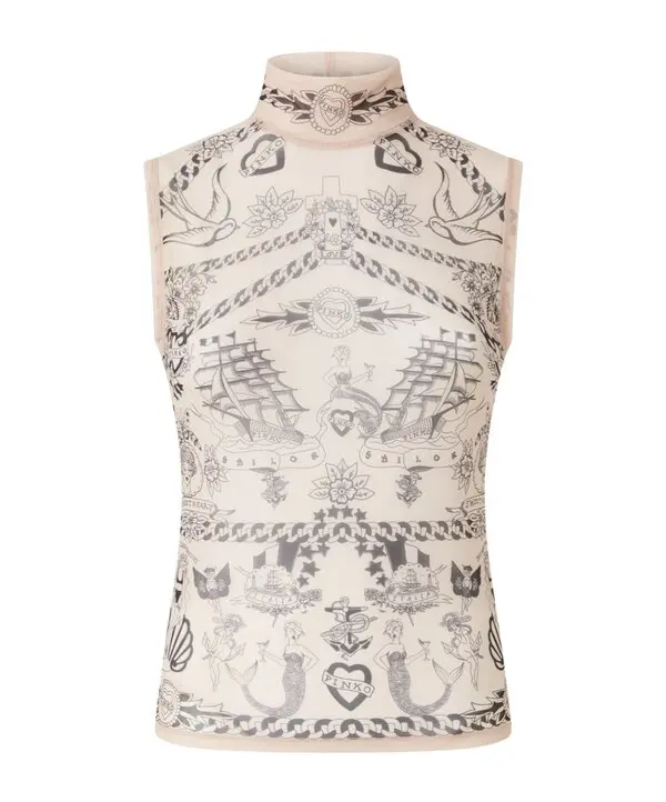 Pinko Printed High-neck Top - Pink