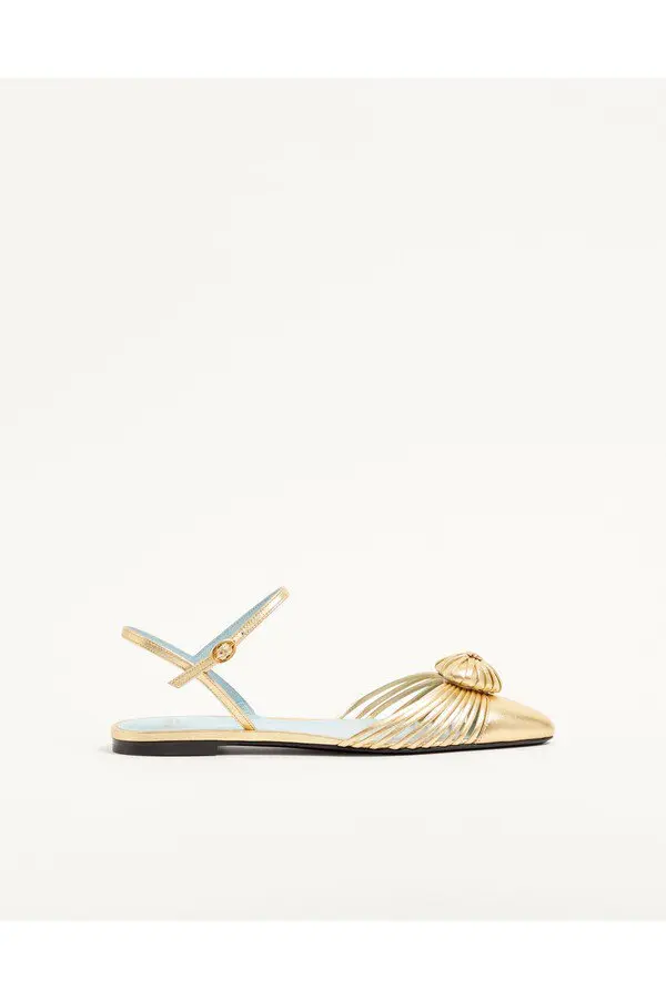 Valentino Garavani Coeur Royal Laminated Nappa Ballerina - Natural
