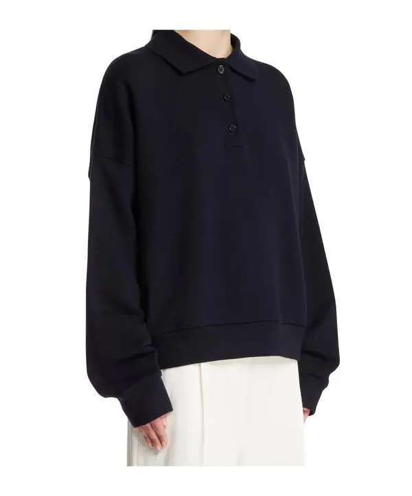 THE ROW Long Sleeve Polo Sweater