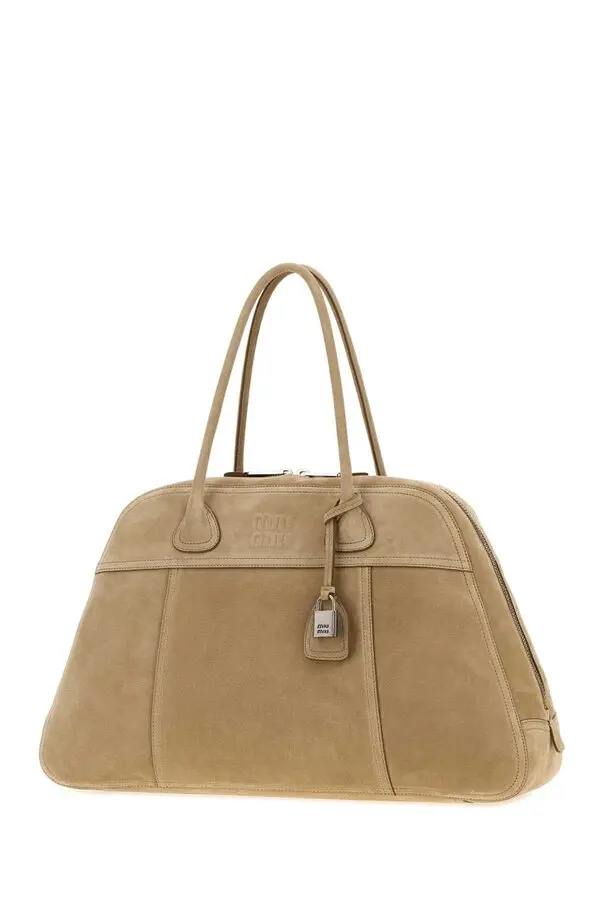 Miu Miu Beige Suede Shopping Bag