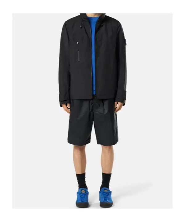 Stone Island Stand Collar Jacket With Ventilation Flaps And Patchwork Sleeves