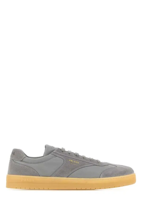 Prada Suede And Re-nylon Sneakers - Gray