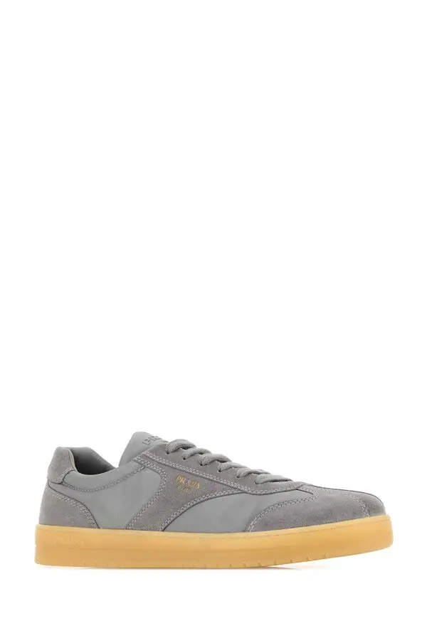 Prada Suede And Re-nylon Sneakers - Gray