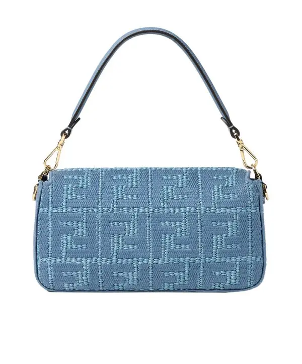 Fendi Baguette Embroidered Shoulder Bag - Blue