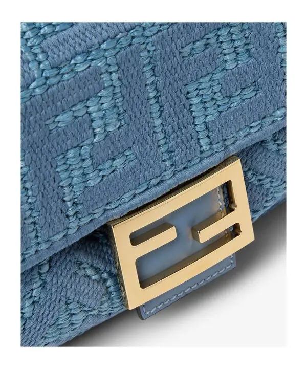 Fendi Baguette Embroidered Shoulder Bag - Blue