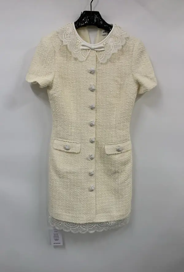 SELF-PORTRAIT Lace-trimmed Bouclé Mini Dress