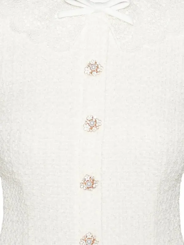 SELF-PORTRAIT Lace-trimmed Bouclé Mini Dress