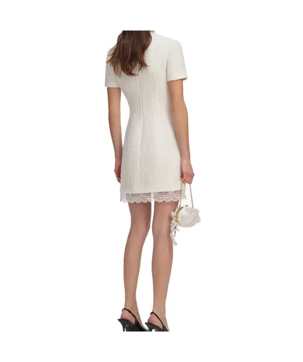 SELF-PORTRAIT Lace-trimmed Bouclé Mini Dress