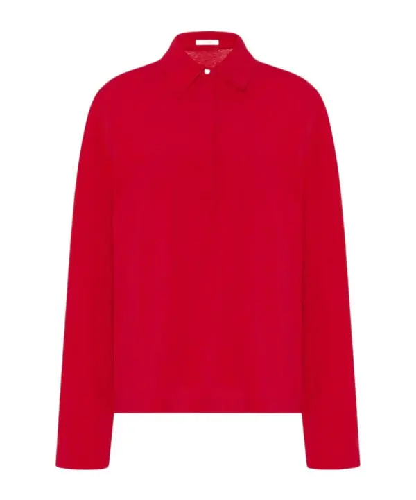 THE ROW Roddie Oversized Polo Top In Organic Cotton Jersey - Red