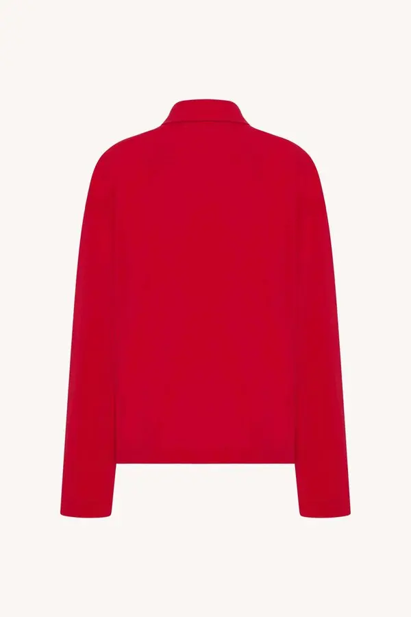 THE ROW Roddie Oversized Polo Top In Organic Cotton Jersey - Red