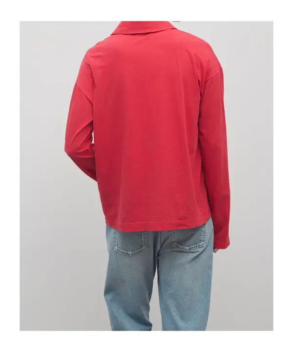 THE ROW Roddie Oversized Polo Top In Organic Cotton Jersey - Red