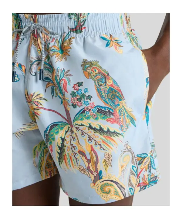 Etro Swim Shorts With Parrot And Palm Tree Print
