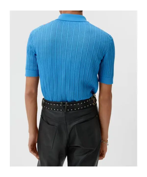 Versace Logo-embroidered Knitted Polo Shirt