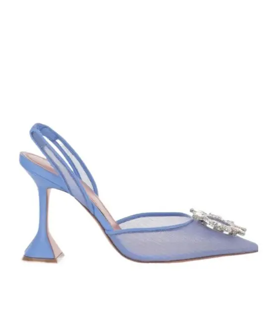 Amina Muaddi Begum Embellished Pointed Toe Slingback Pumps