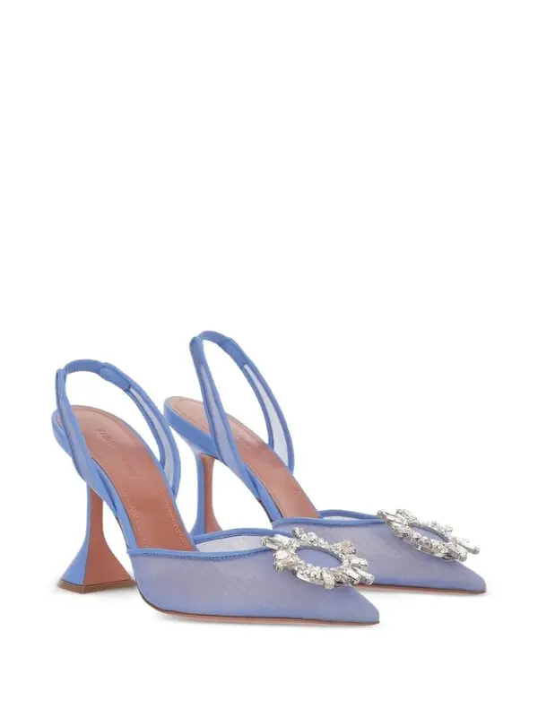 Amina Muaddi Begum Embellished Pointed Toe Slingback Pumps